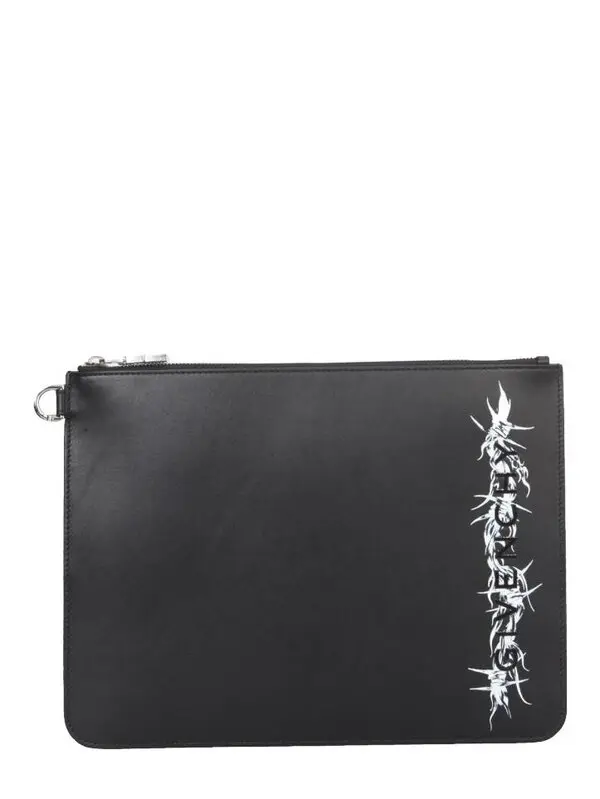 Givenchy Leather Pouch With Painted Effect Logo - Black