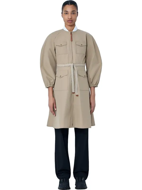Moncler Belted Utility Jacket With Stand Collar - Cream