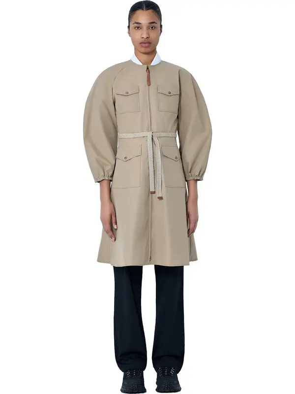 Moncler Belted Utility Jacket With Stand Collar - Cream