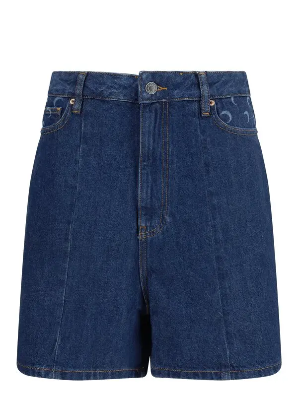 MARINE SERRE High-waisted Denim Shorts - Blue