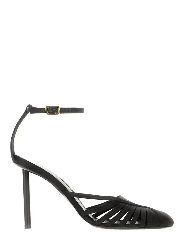 FERRAGAMO Black Fabric Strappy High Heel Pumps - Multicolor