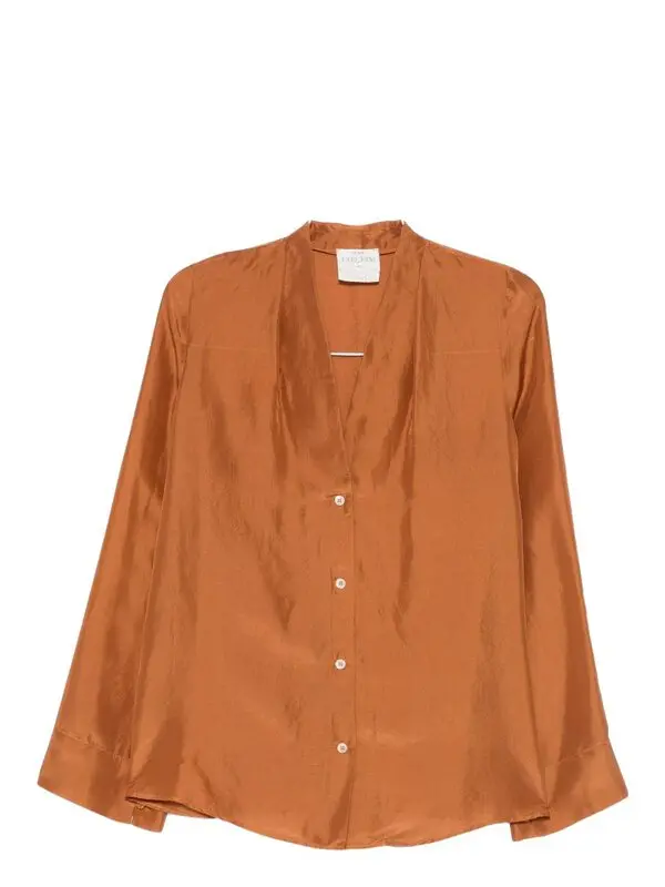 FORTE_FORTE Silk V-neck Shirt - Multicolor