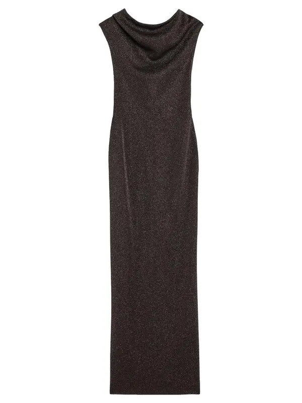 Max Mara Sleeveless Viscose And Lurex Yarn Maxi Dress - Brown