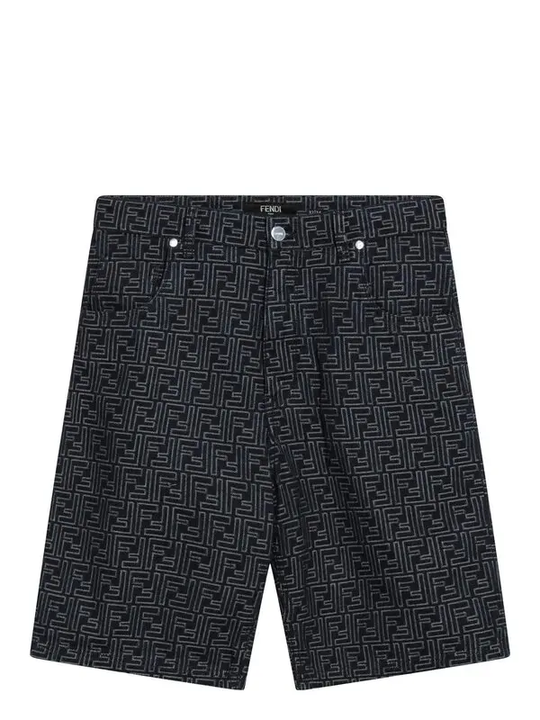 Fendi Jacquard Ff Denim Shorts - Blue