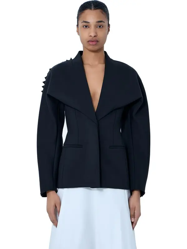 Jacquemus Structured Tailored Jacket With Notched Lapels - Black