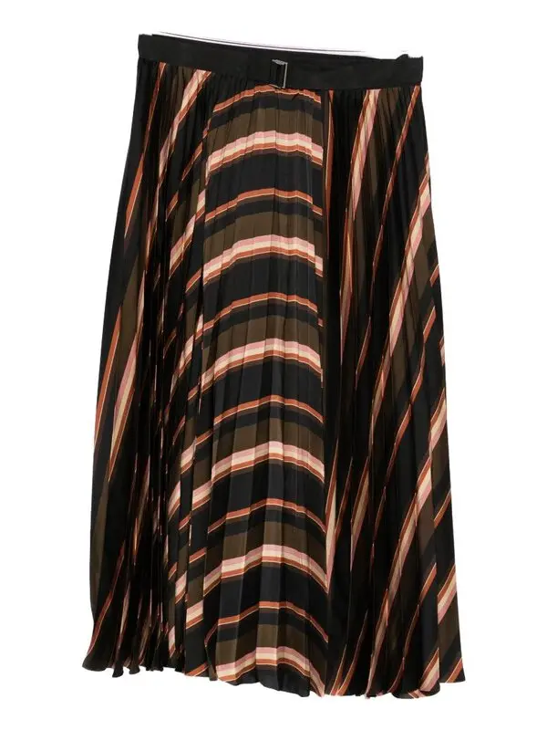 Sacai Striped Pleated Midi Skirt - Multicolor