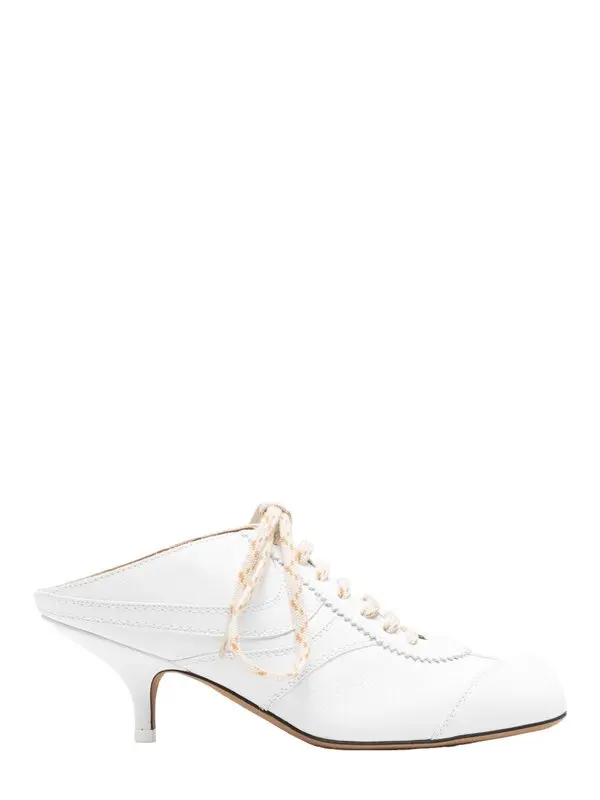 Dries Van Noten White Leather Heel Mules - Multicolor