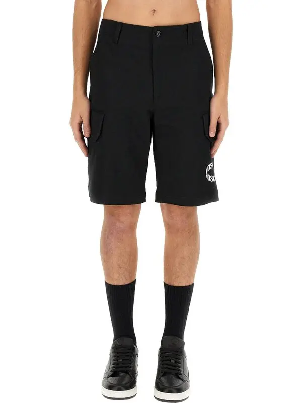 Moschino Bermuda Shorts With Logo Detail - Black