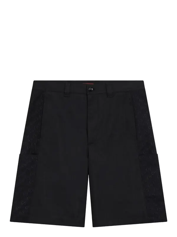 Gucci Cotton Twill Bermuda Shorts With Gg Embroidery - Blue