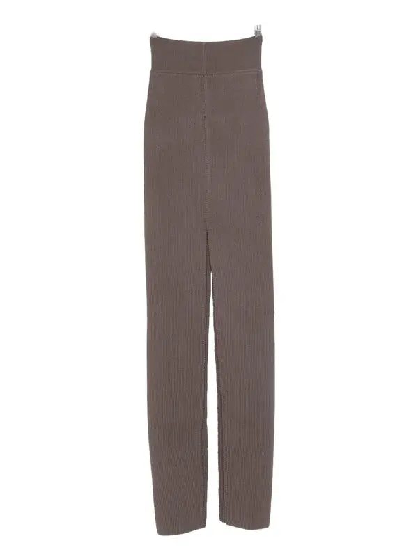 Rick Owens Brown Ribbed Knit High-waisted Slit Skirt - Multicolor