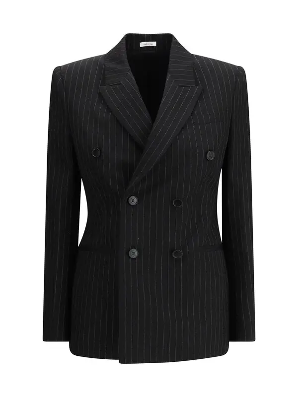 Alexander McQueen Pinstriped Double-breasted Jacket - Black
