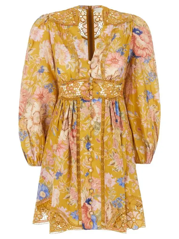 Zimmermann Floral Lace Trimmed Dress - Multicolor