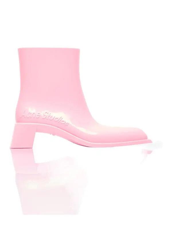 Acne Studios Rubber Ankle Boots With Embossed Logo - Pink