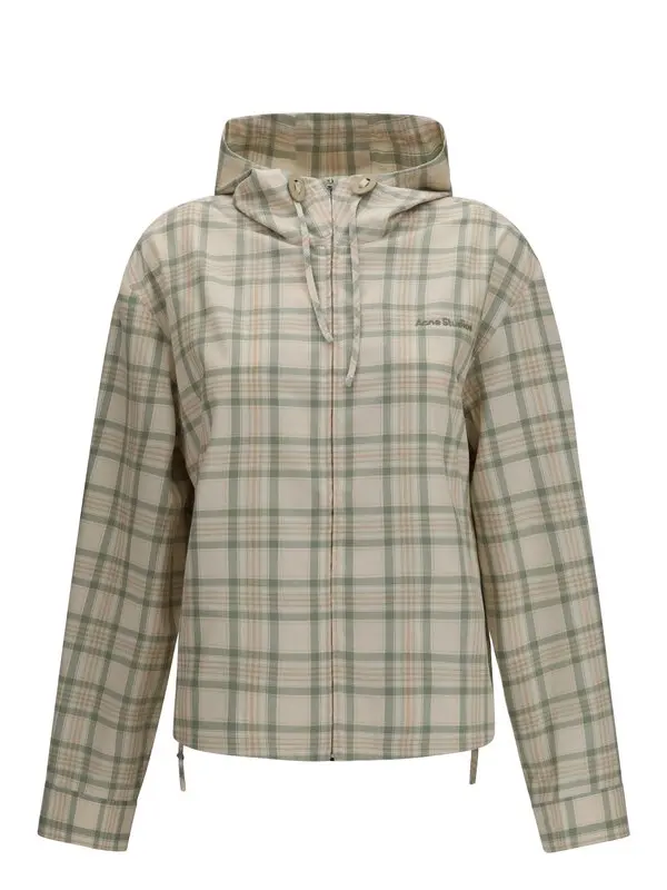 Acne Studios Checked Hooded Jacket - Green