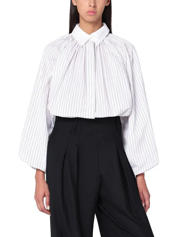 PATOU Striped Balloon-sleeve Cotton Shirt - White