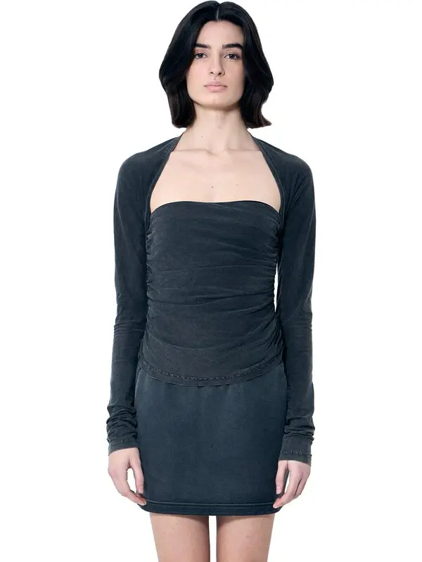 Alexander Wang Ruched Square Neck Top - Gray