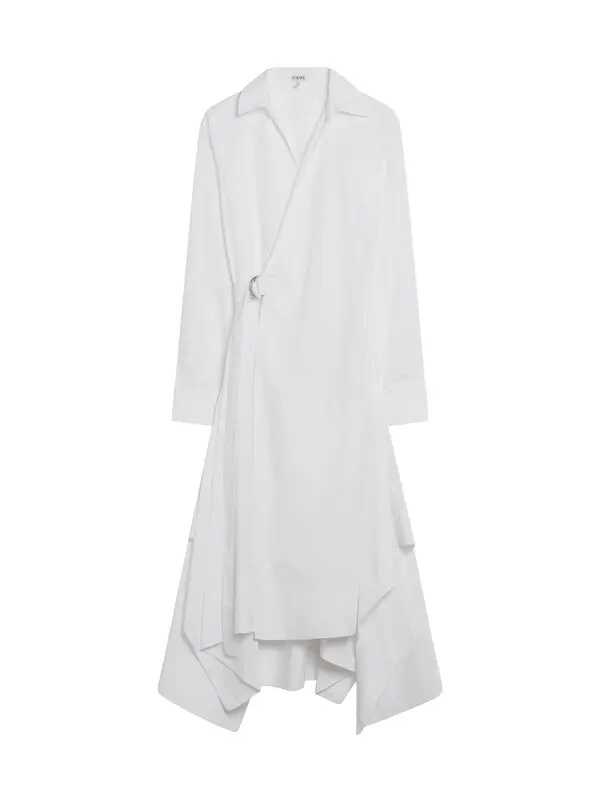 Loewe Draped Silk Dress - White