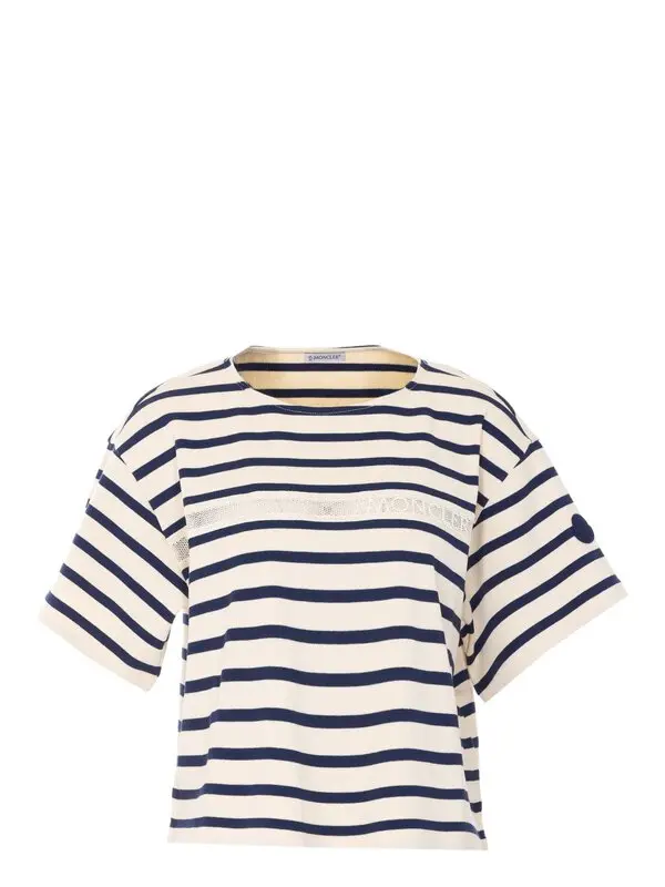 Moncler Striped Logo Knit T-shirt - Black