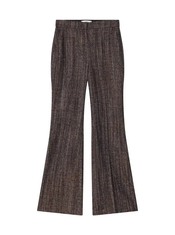 Fendi Wool And Alpaca Tweed Flared Trousers - Brown