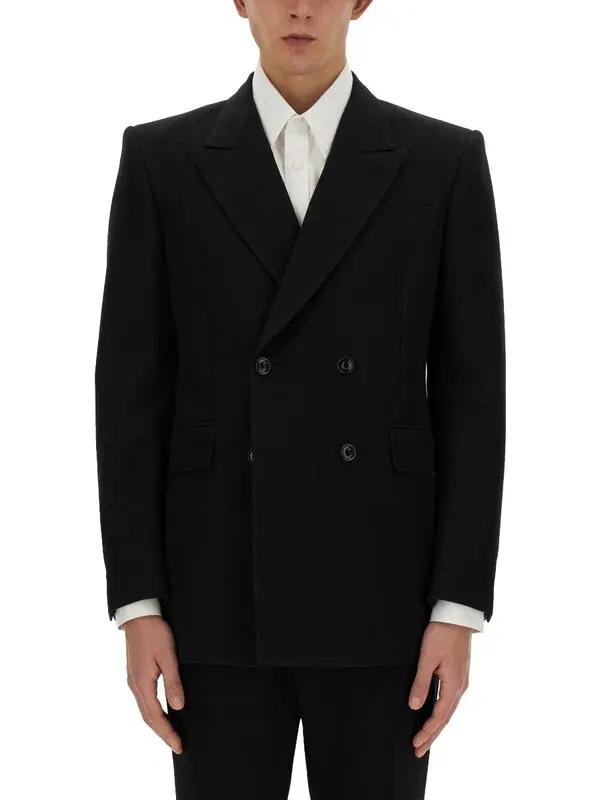 Alexander McQueen Double-breasted Jacket In Cotton - Black