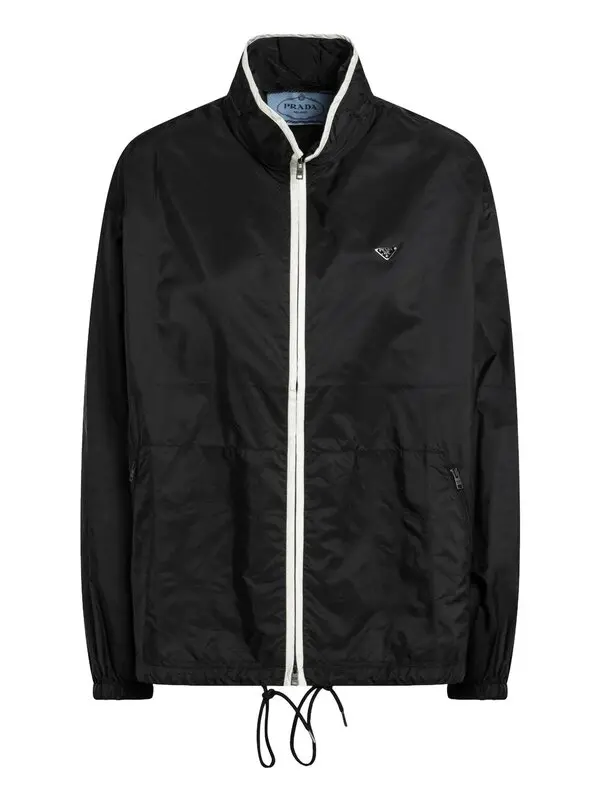 Prada Re-nylon Zip Blouson With Contrasting Trims - Black