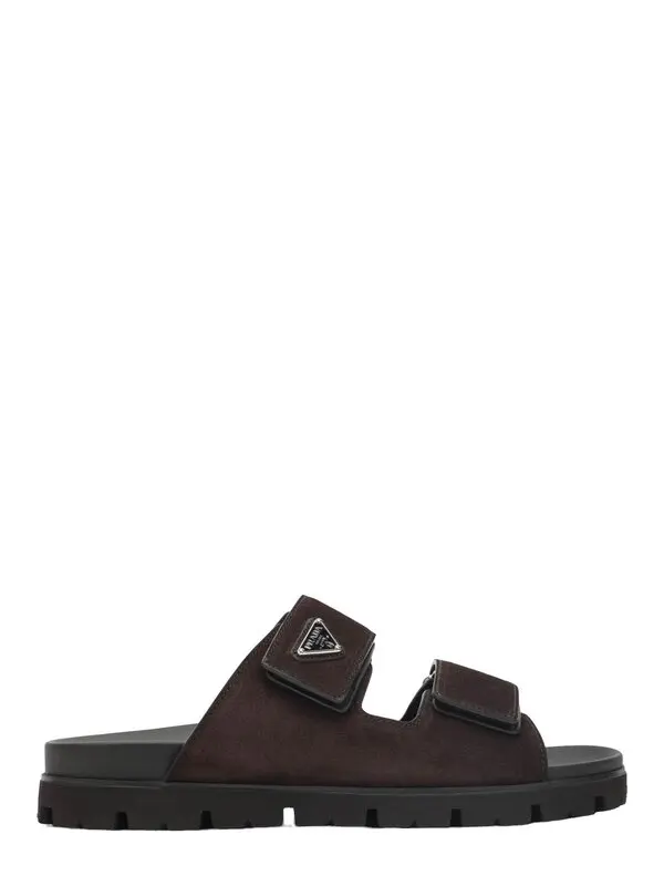 Prada Suede Strappy Sandals - Brown