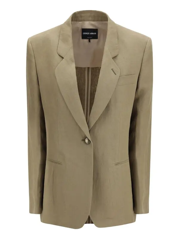 Giorgio Armani Single-breasted Linen Jacket - Brown