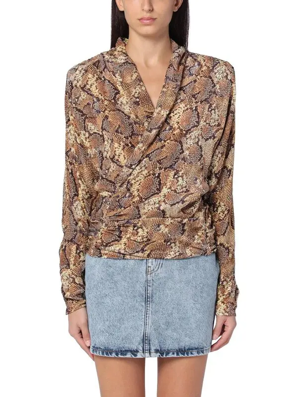 Isabel Marant Étoile Snake Print Devor Velvet Blouse - Cream