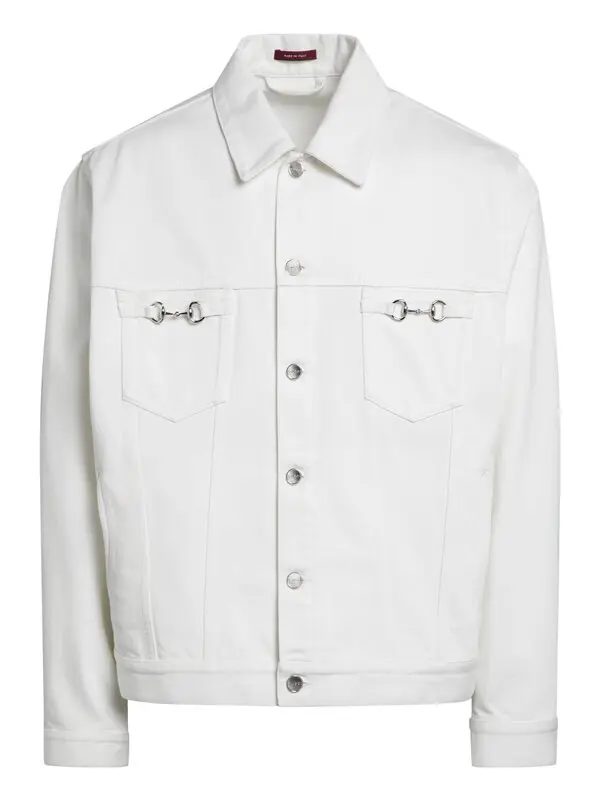 Gucci Denim Jacket With Horsebit Detail - White