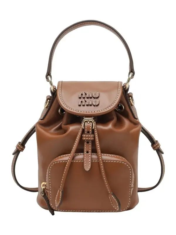 Miu Miu Small Cognac Leather Backpack - Brown