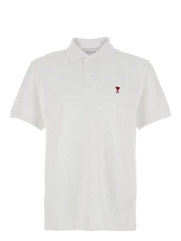 Ami Cotton Polo Shirt With Embroidered Logo - Multicolor