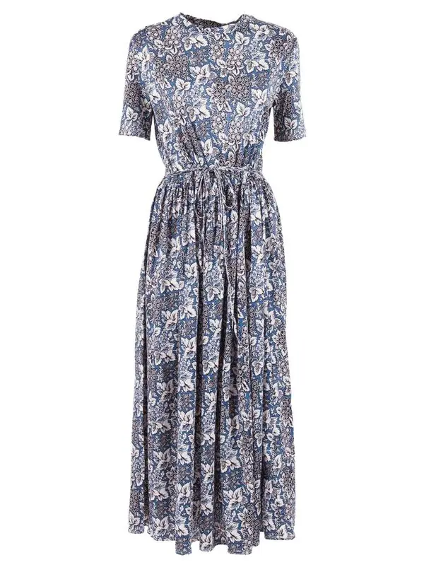 Max Mara Printed Cotton Midi Dress - Blue