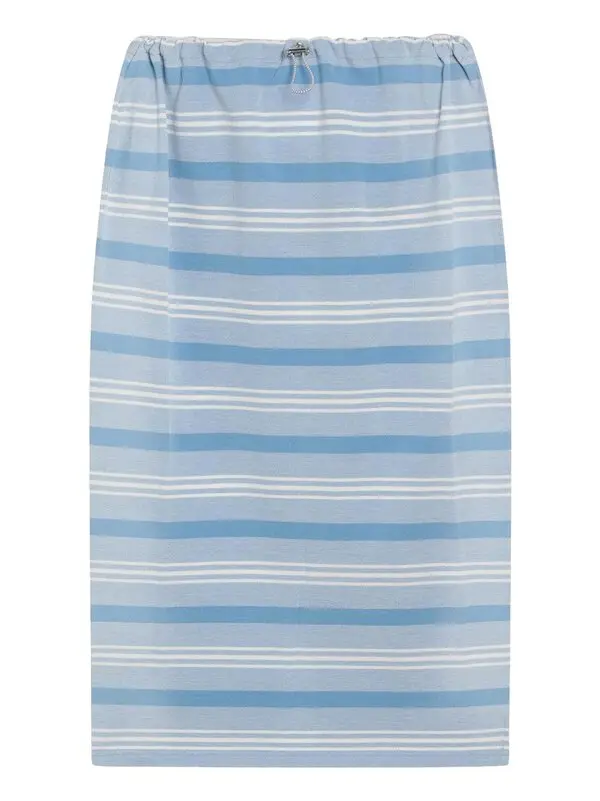 Prada Midi Skirt In Striped Piquet - Blue