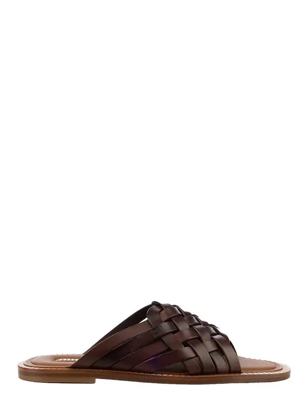 Miu Miu Woven Leather Slides - Multicolor