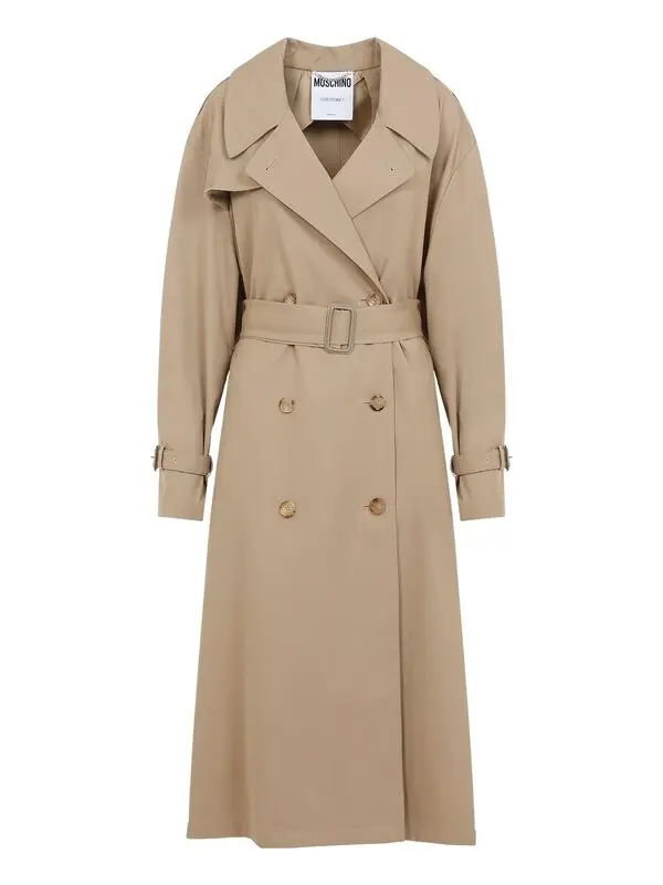 Moschino Cotton Nylon Double-breasted Trench Coat - Multicolor