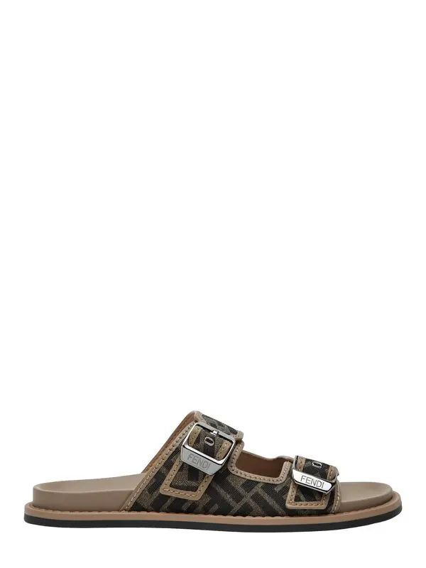 Fendi Ff Jacquard Fabric Feel Sandals - Brown