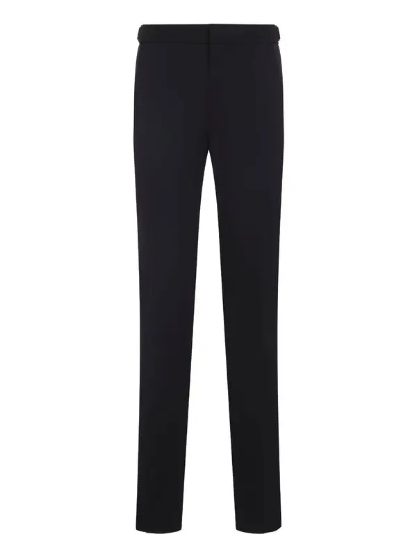 TOM FORD Wool Trousers With Satin Stripes - Black