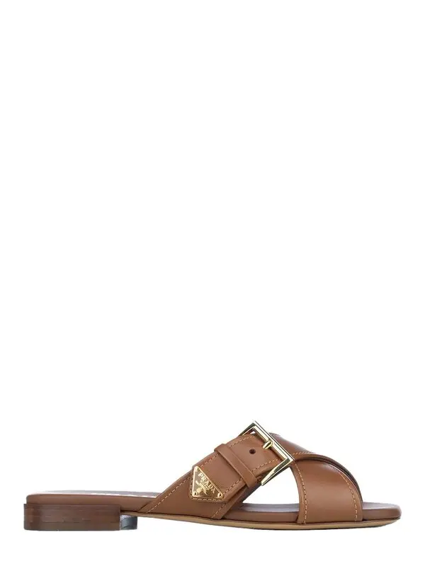 Prada Buckled Leather Slides - Multicolor
