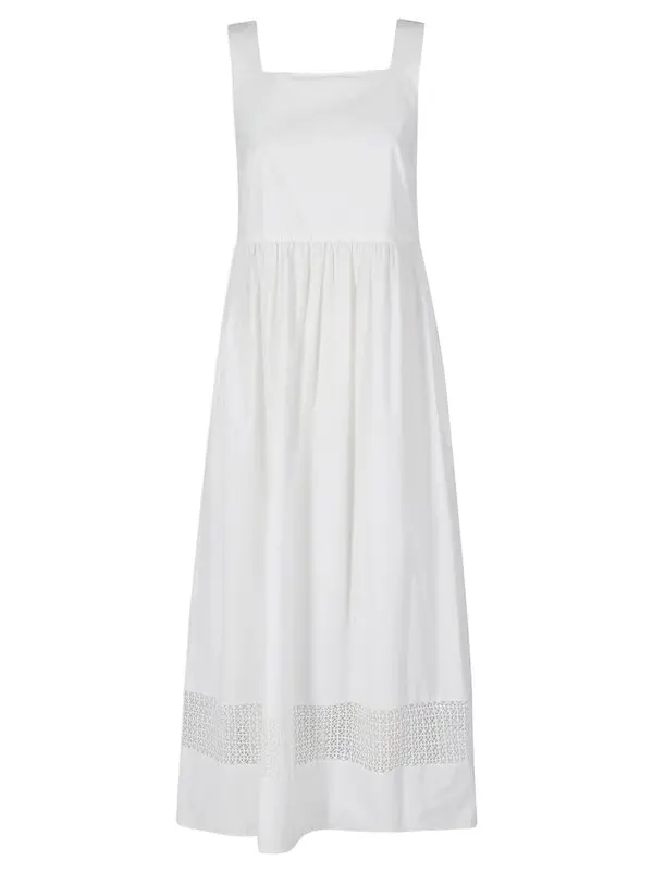 Max Mara Sleeveless Square Neck Cotton Dress - White