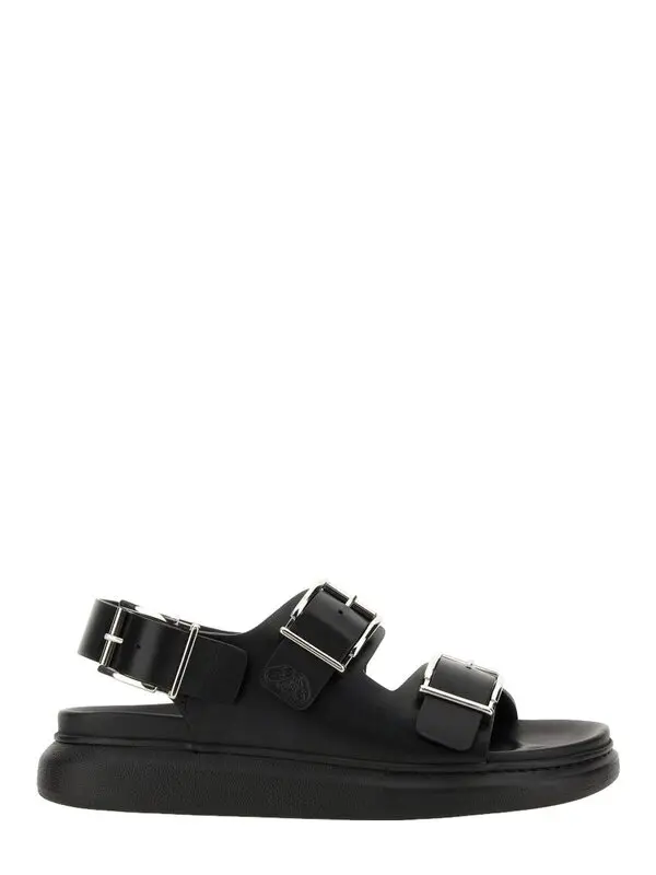 Alexander McQueen Leather Buckled Sandals - Black