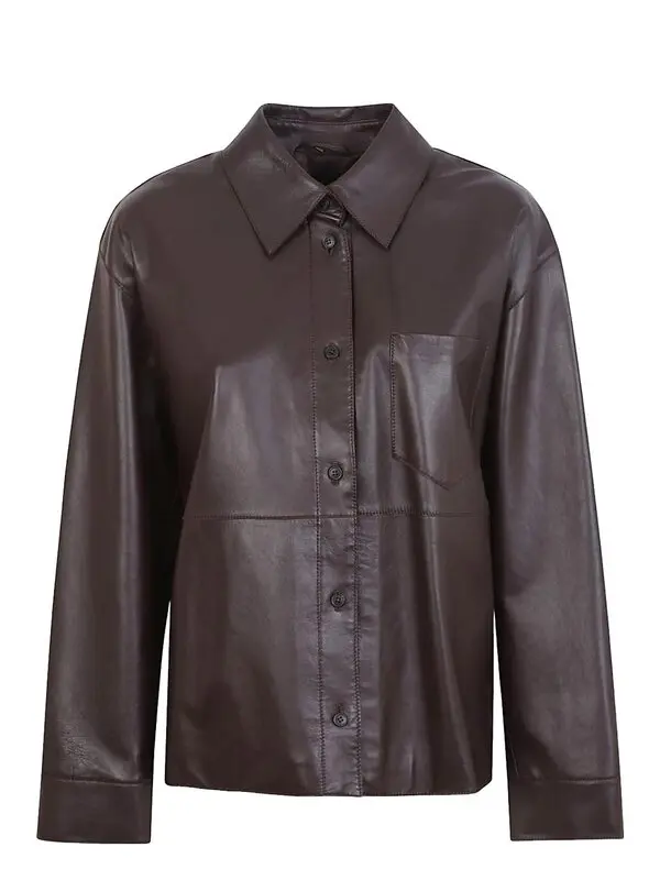 Max Mara Leather Shirt Jacket - Red