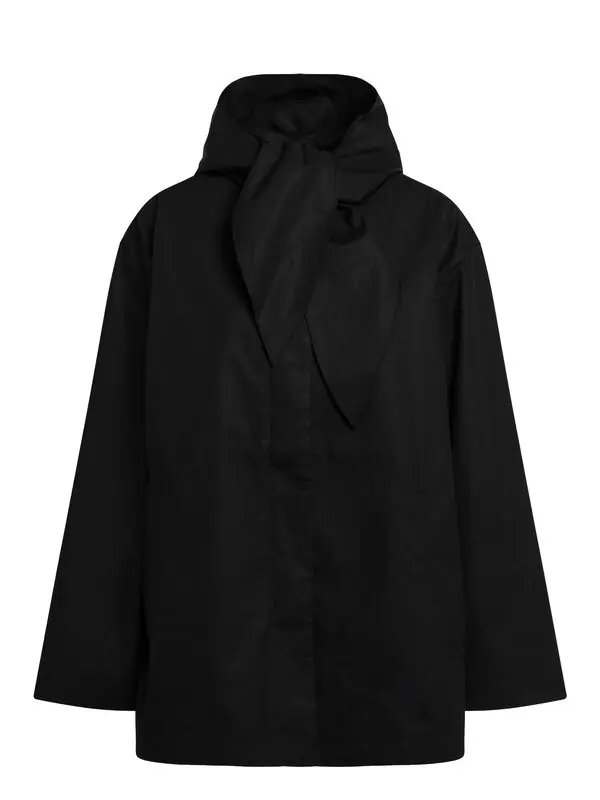 TOTEME Organic Cotton Jacket With Hooded Scarf - Black