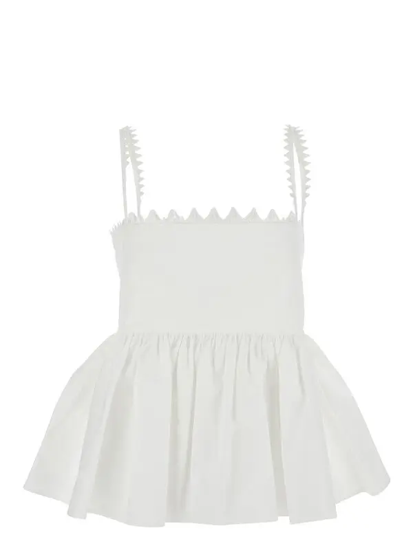 Jacquemus Le Haut Traversin' Cotton Top With V-neck And Ruffle Details - Multicolor