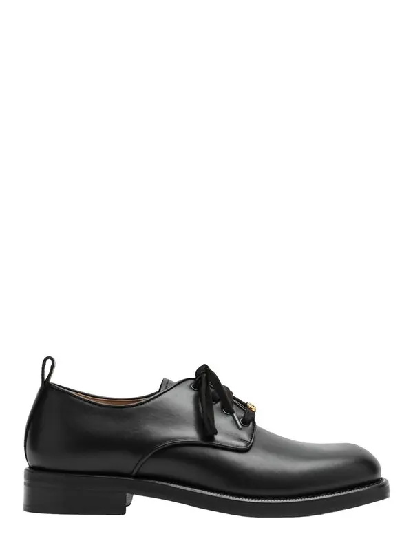 Valentino Garavani Smooth Leather Lace-up Shoes With Vlogo Plaque - Black