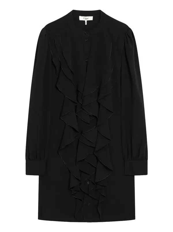 Chloé Silk Blend Ruffled Dress - Black