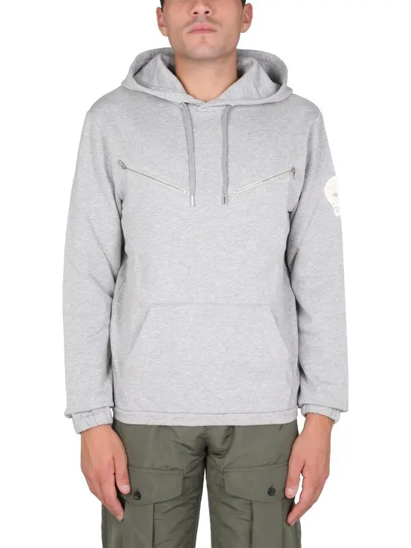 Alexander McQueen Sweatshirt With Embroidered Skull - Gray