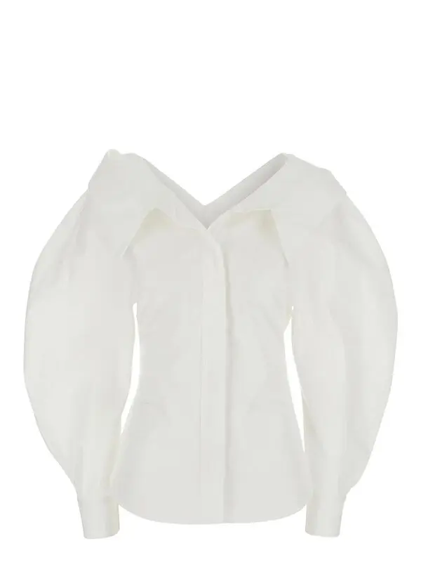 Givenchy White Cotton Slashed Fitted Shirt With Asymmetrical Details - Multicolor