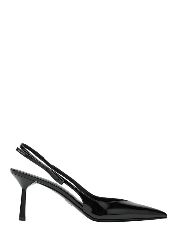 Prada Patent Leather Pointed Slingback Pumps - Black