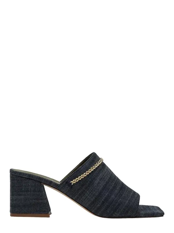 MARIA LUCA Messalina Denim Sandals With Gold Chain Detail - Blue