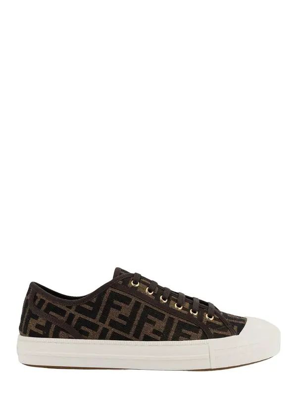 Fendi Ff Jacquard Fabric Lace-up Sneakers - Multicolor